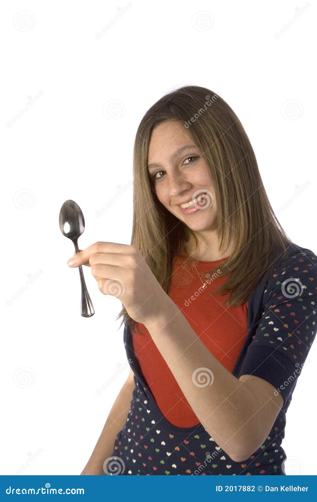 Teen girl with spoon stock photo. Image of shirt, teen - 2017882