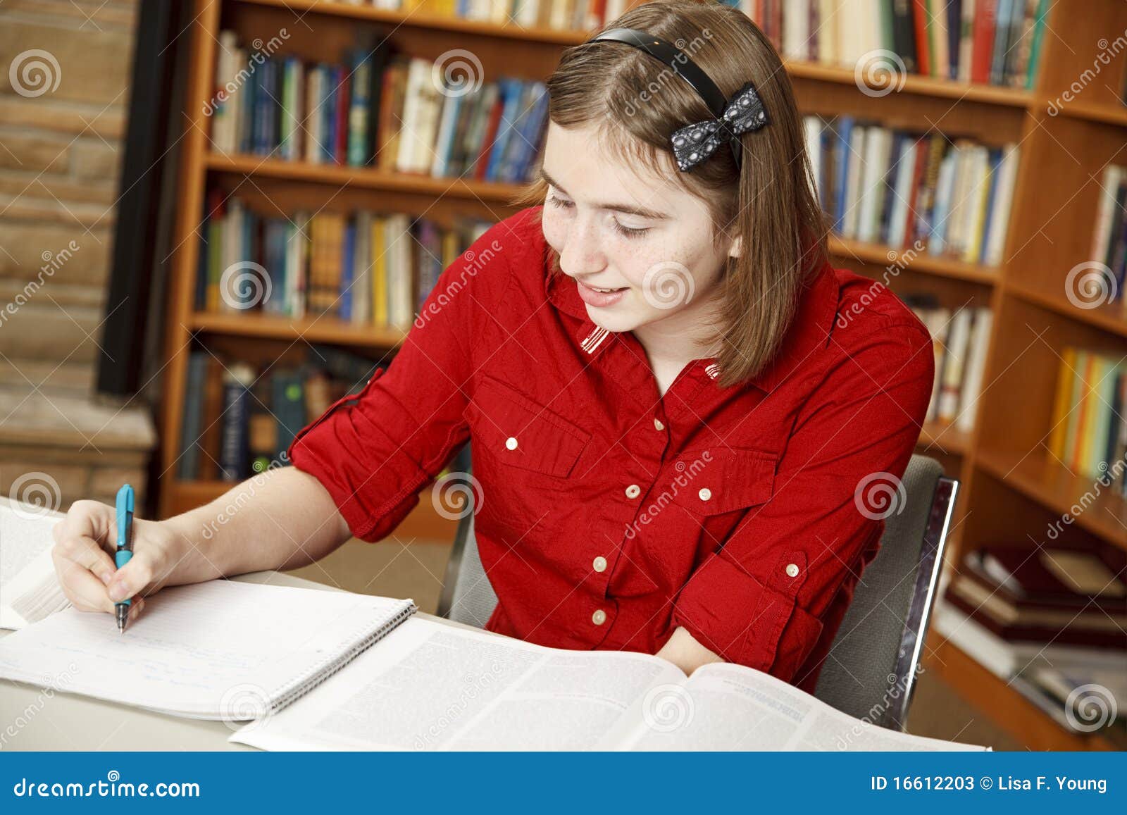 Teen Girl Studies stock image. Image of education, caucasian - 16612203