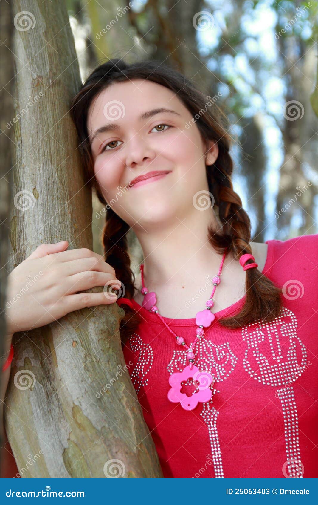 Teen girl tree stock image. Image of cheerful, happy - 25063403