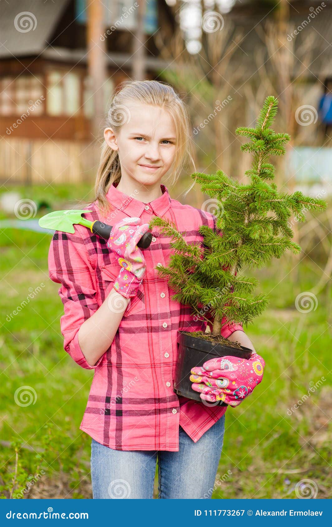 Teen Girl with Tree Seedling Stock Image - Image of gloves, growth ...