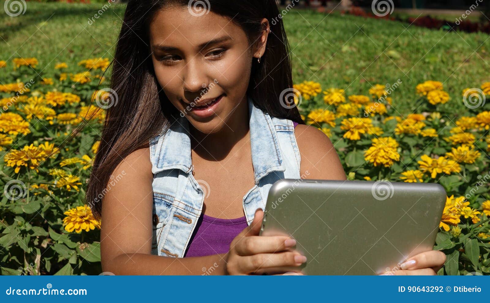 Teen Girl Using Tablet stock photo. Image of children - 90643292