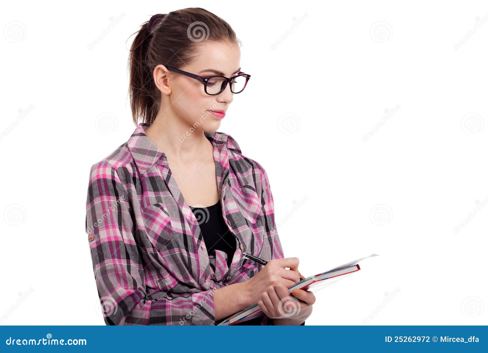 Teen girl writing stock photo. Image of note, black, full - 25262972