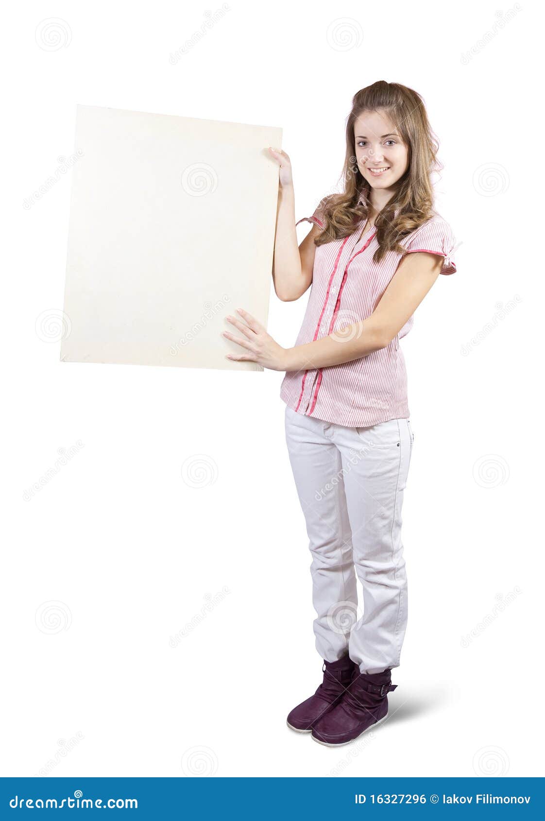 Teen holding a banner stock photo. Image of canvas, executive - 16327296