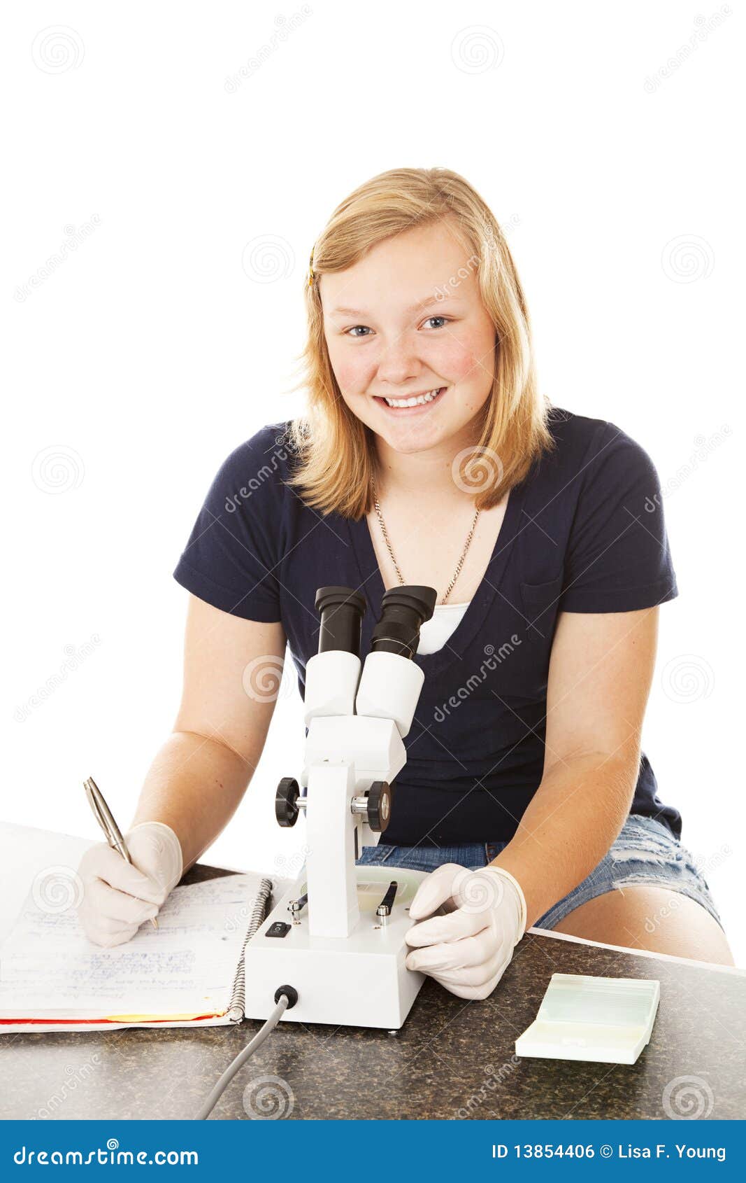 Teen Learns Science stock photo. Image of school, slide - 13854406