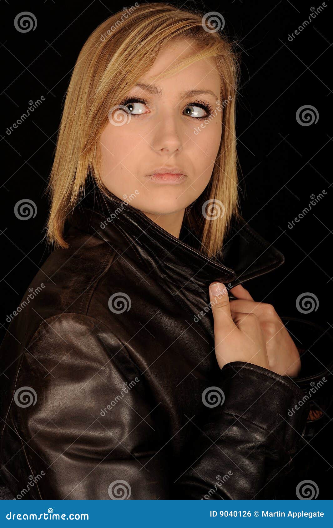 Teen in leather jacket stock photo. Image of cute, teenage - 9040126