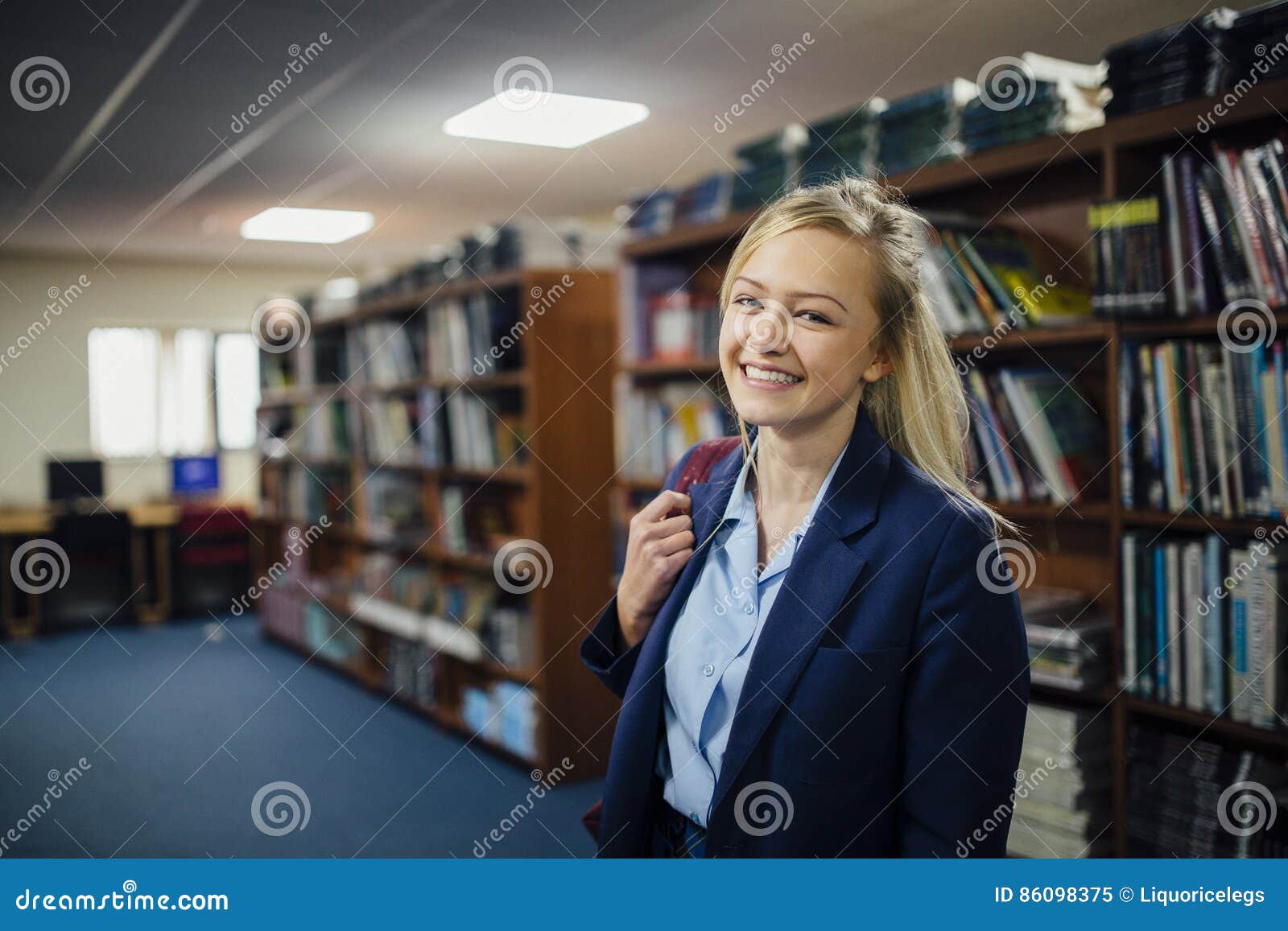 Teen in the Library stock image. Image of intelligence - 86098375