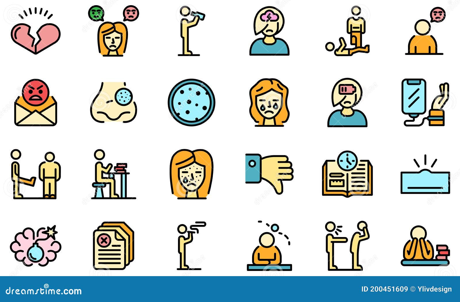 Teen Problems- Flat Design Icons Set Cartoon Vector | CartoonDealer.com ...