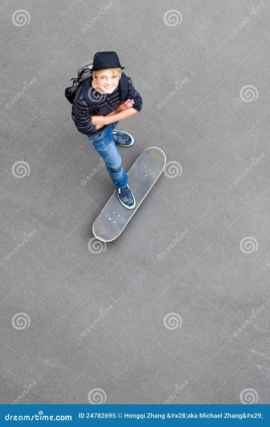 Teen skateboarder stock image. Image of male, schoolbag - 24782695