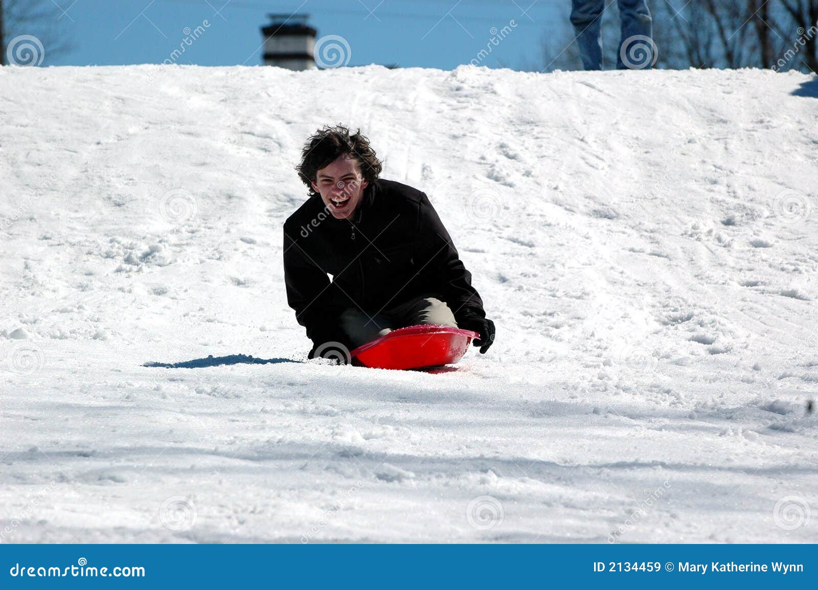 Teen sledding stock image. Image of slide, play, january - 2134459