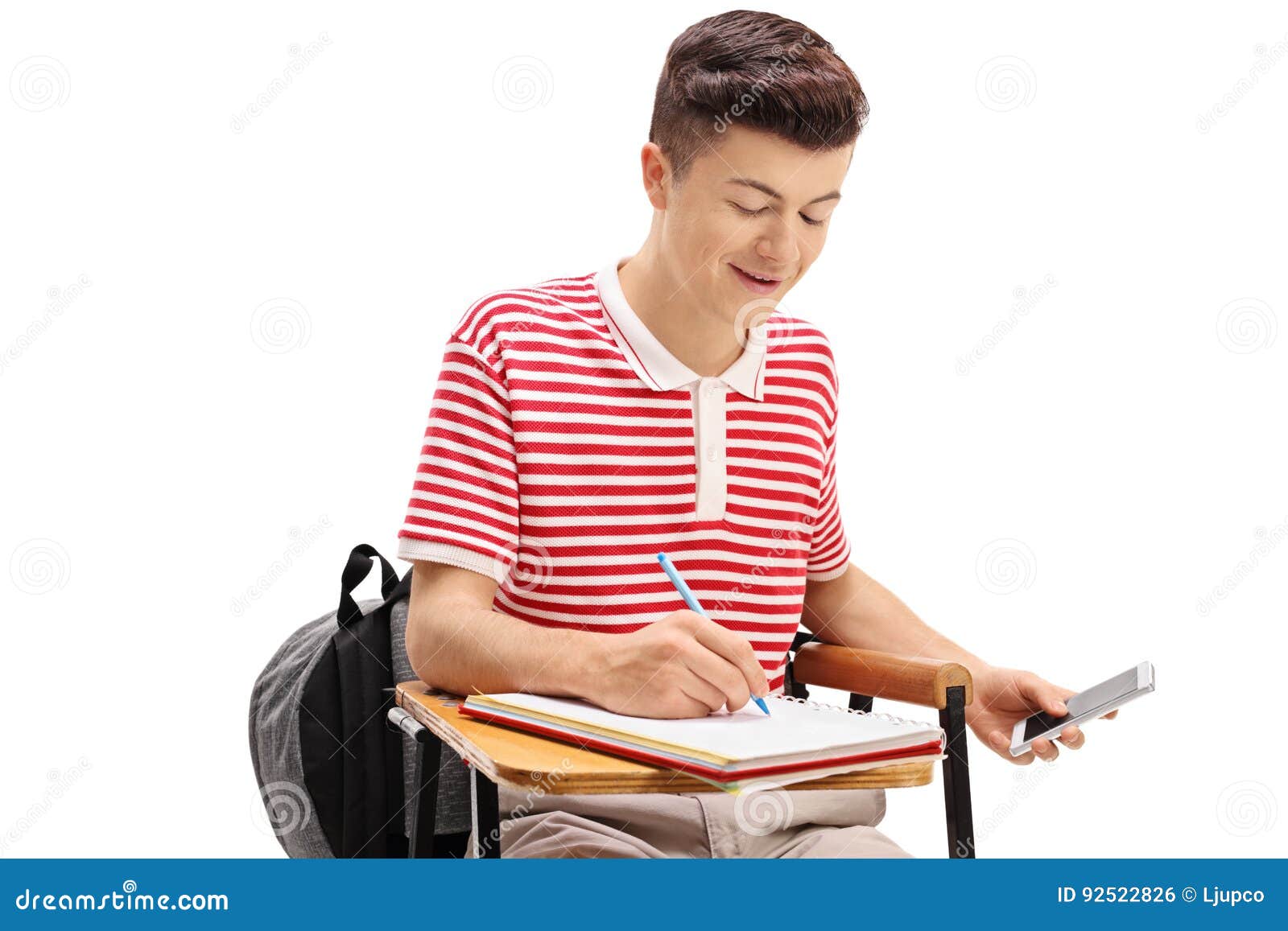Teen Student Cheating On A Test With A Phone Stock Photo - Image of ...