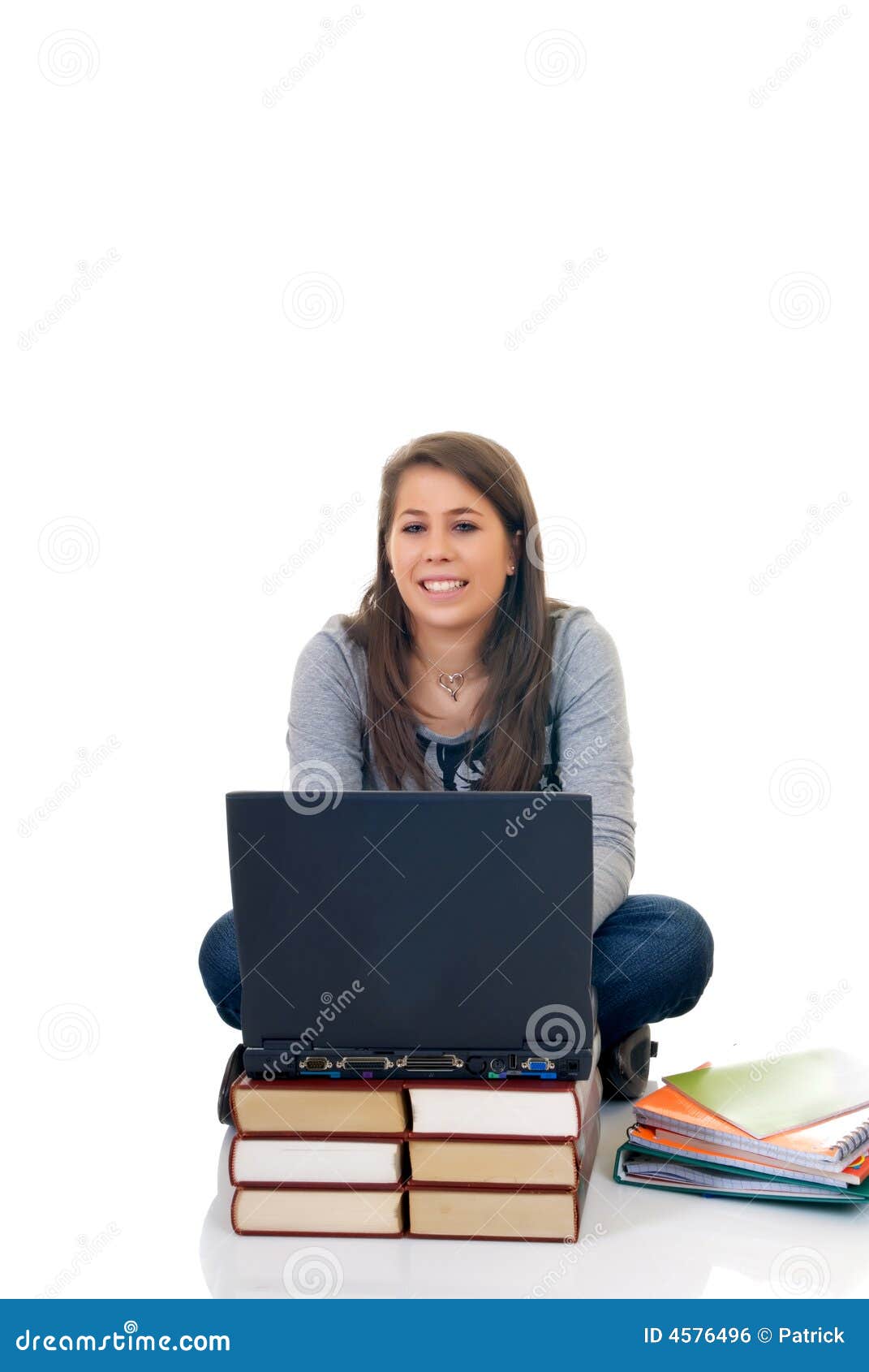 Teen Student Working on Laptop Stock Photo - Image of smiling ...