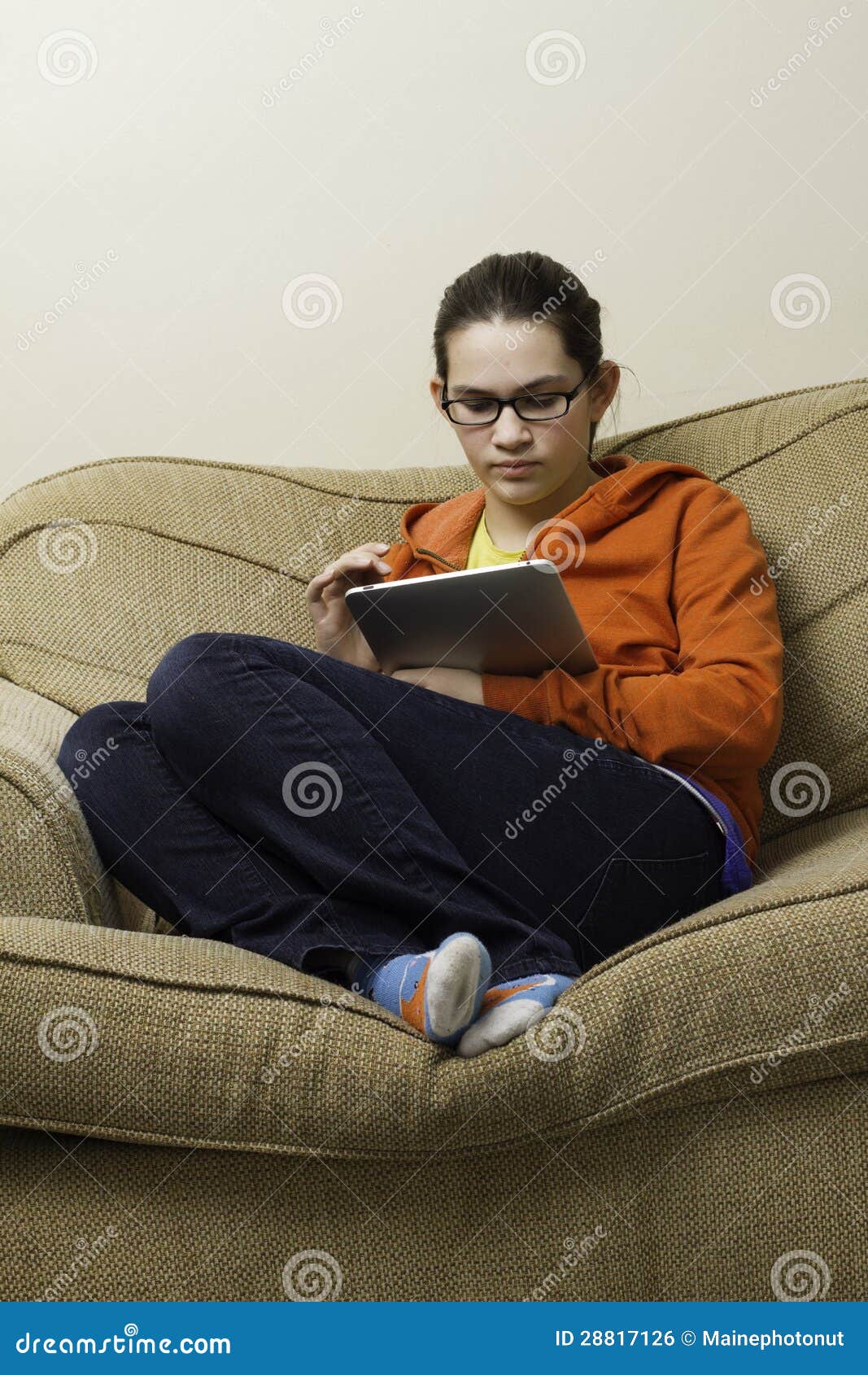 Teen on a tablet stock photo. Image of homeschool, person - 28817126