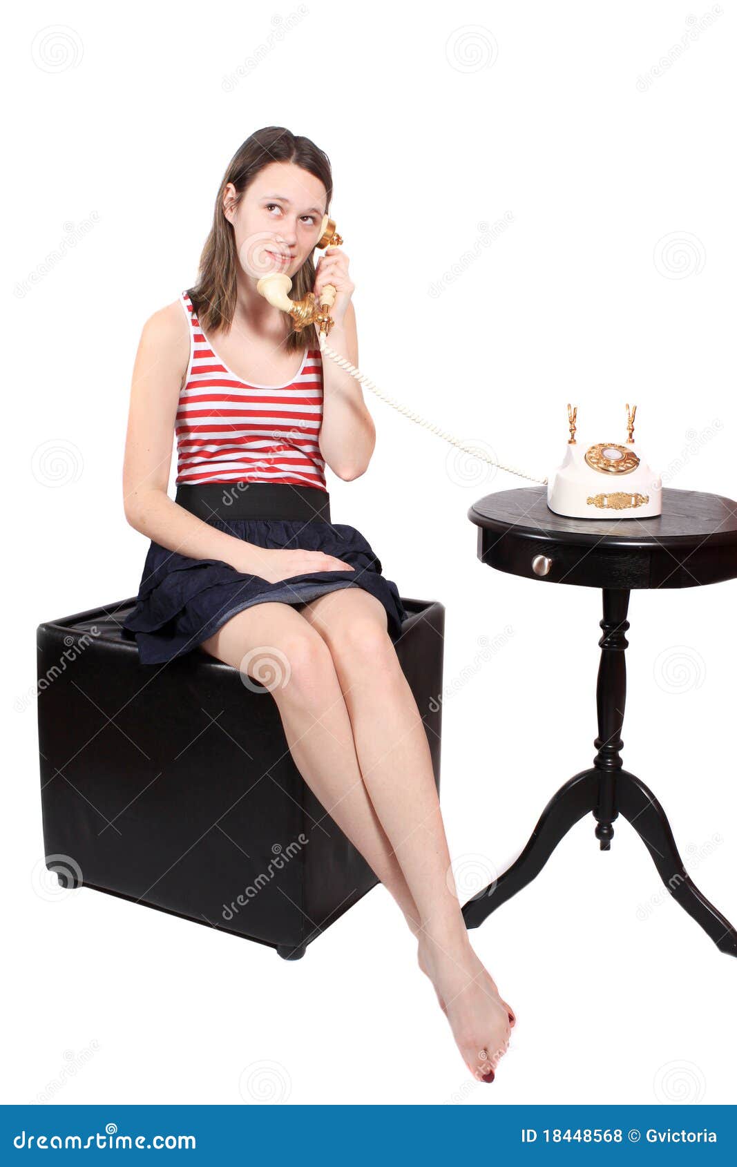 Teen Talking on Old Fashioned Phone Stock Photo - Image of dial ...