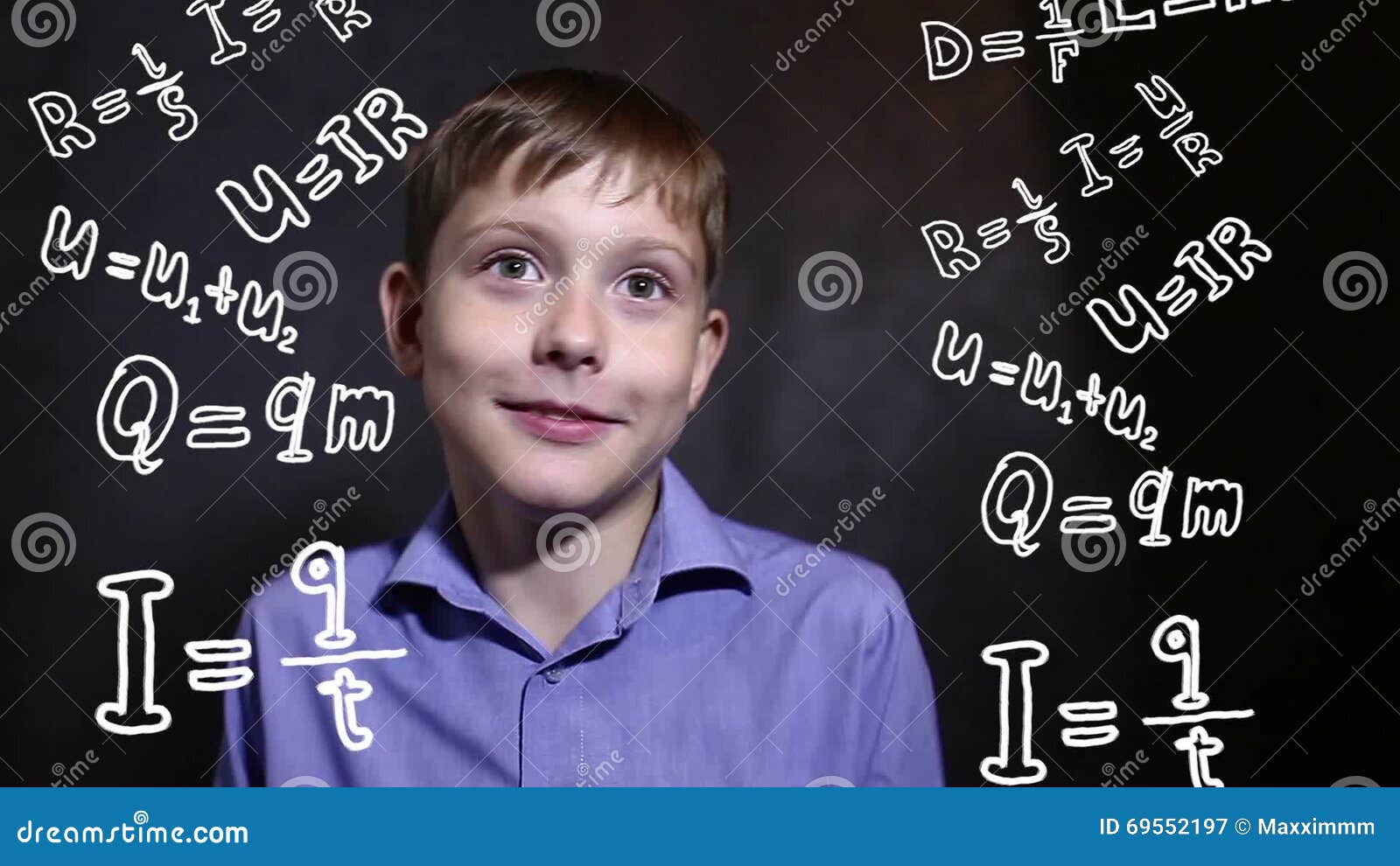 Teen Thinks Boy Formula Physics Science Scientist Genius Stock Video ...