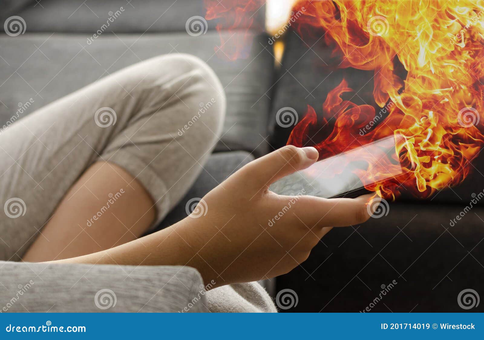 Teen Using the Cell Phone on Fire Stock Image - Image of smartphone ...