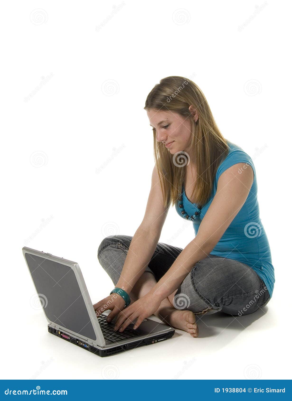 Teen using laptop stock photo. Image of media, happy, hair - 1938804