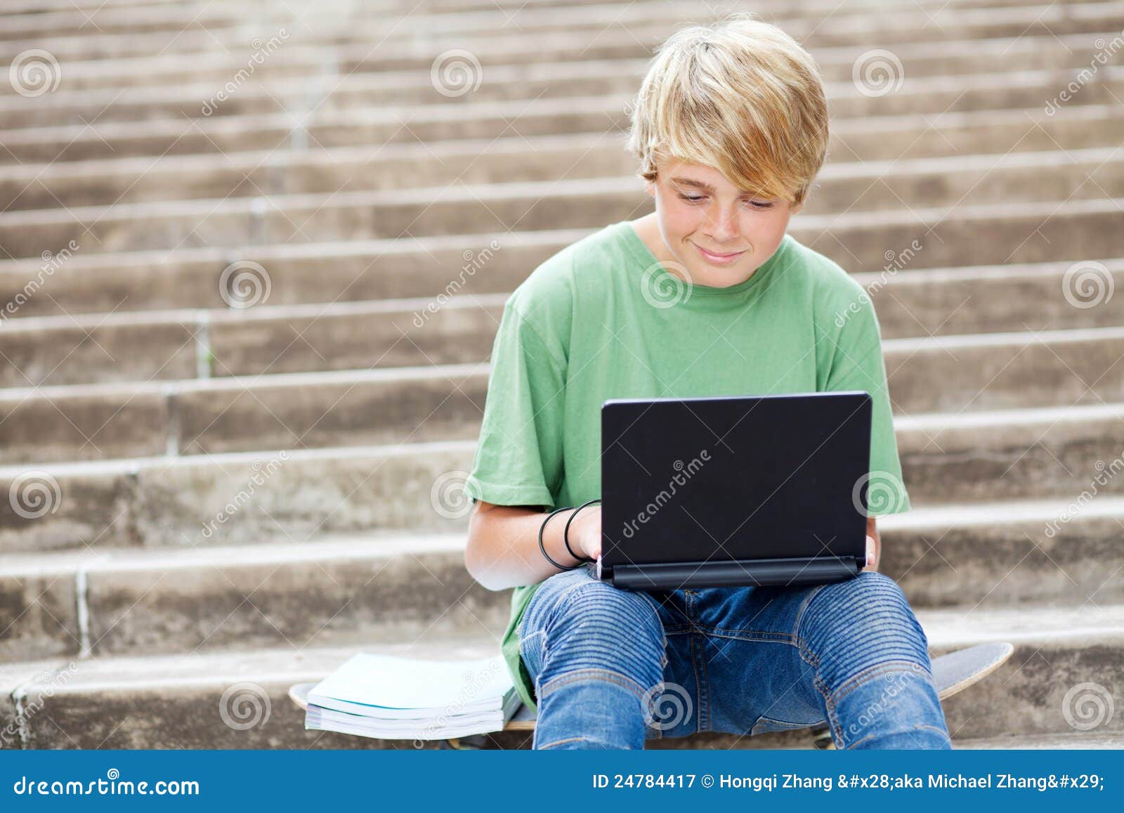 Teen using laptop stock image. Image of technology, studying - 24784417