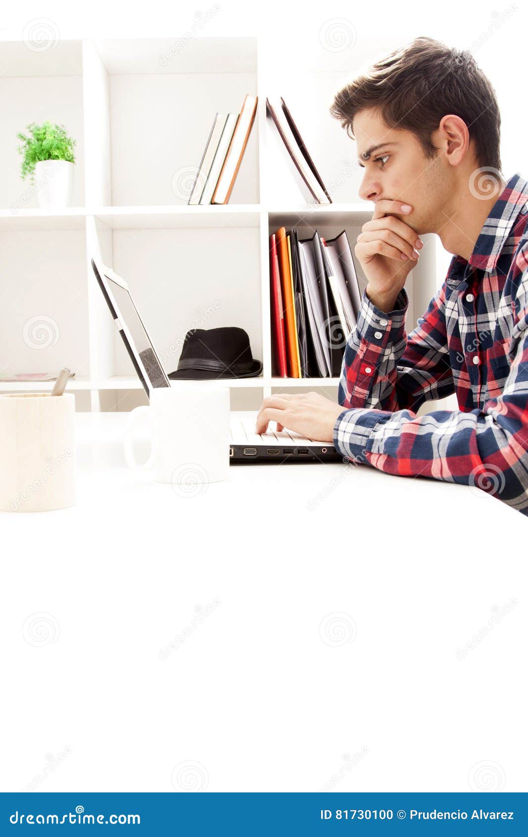 Teen working on laptop stock photo. Image of thinking - 81730100