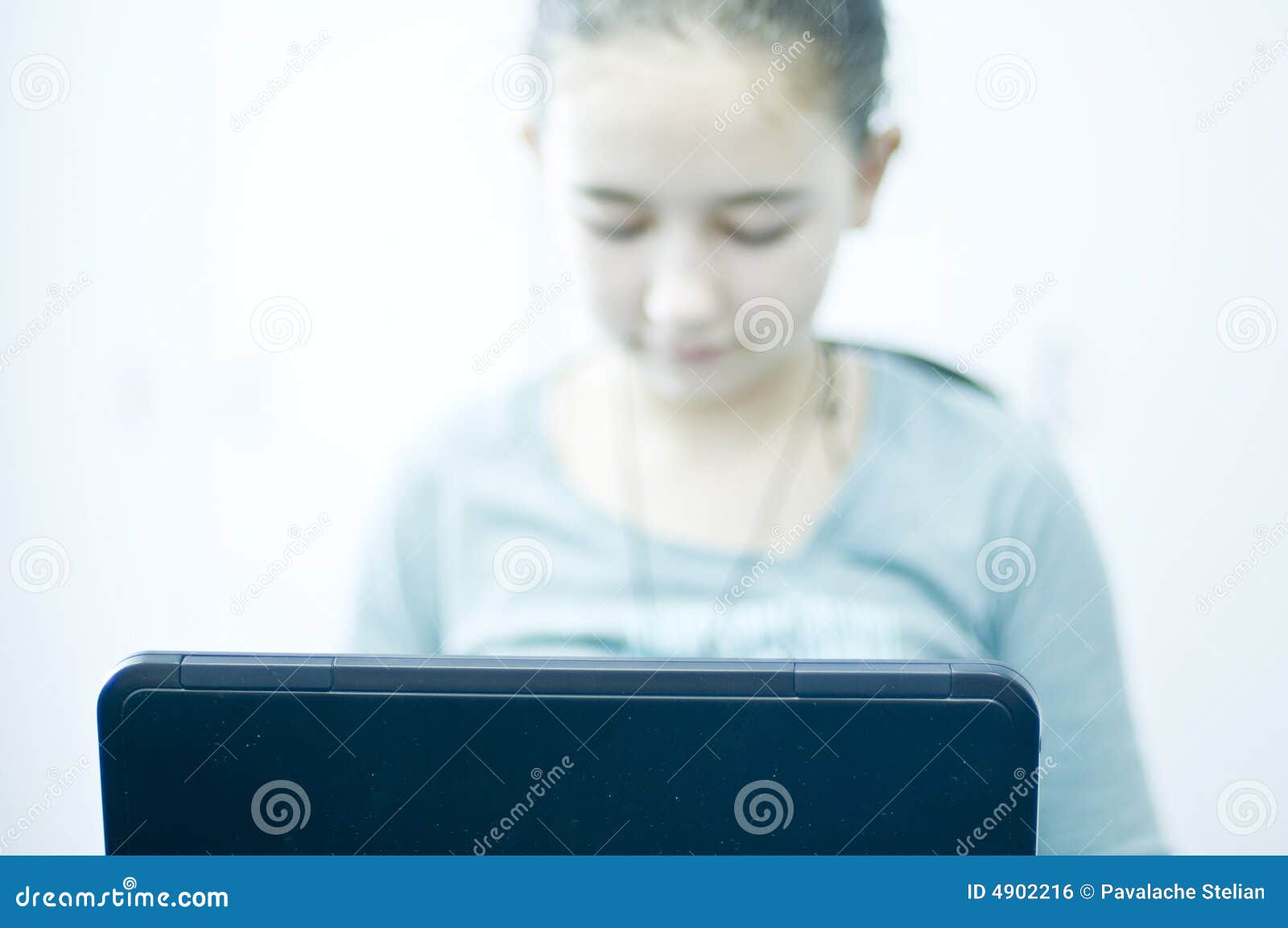 Teen Working On Laptop Computer Picture. Image: 4902216