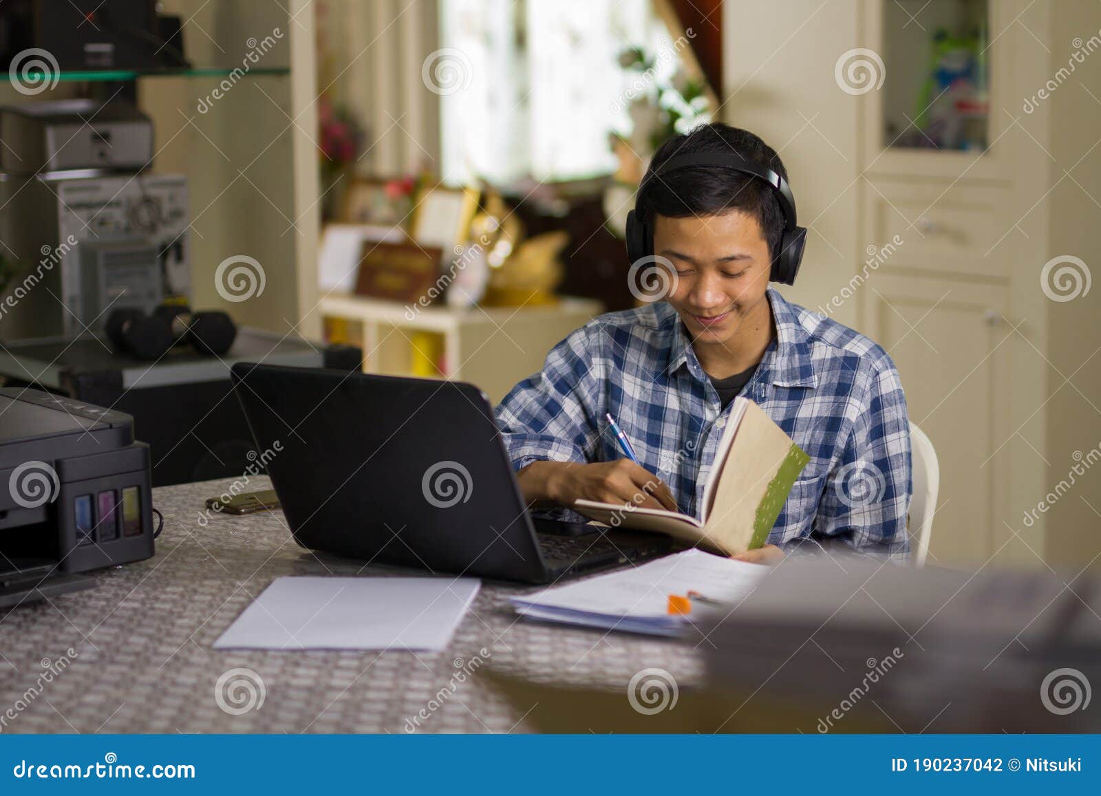 Asian People Study Online Class at Home Stock Photo - Image of self ...