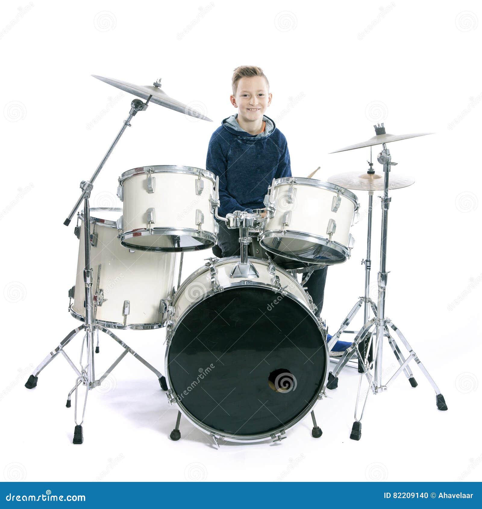 Teenage Boy Behind Drum Kit In Studio Stock Photography | CartoonDealer ...