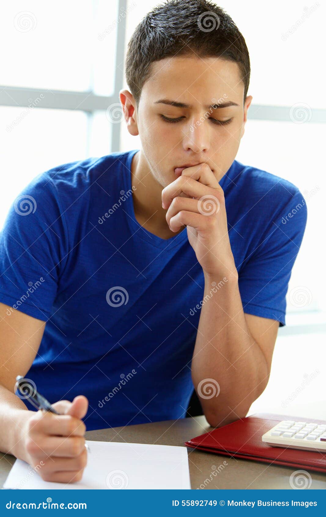 Teenage boy in class stock image. Image of teen, teenage - 55892749