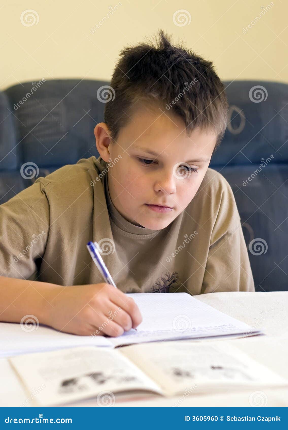 Teenage boy doing homework stock photo. Image of learn - 3605960