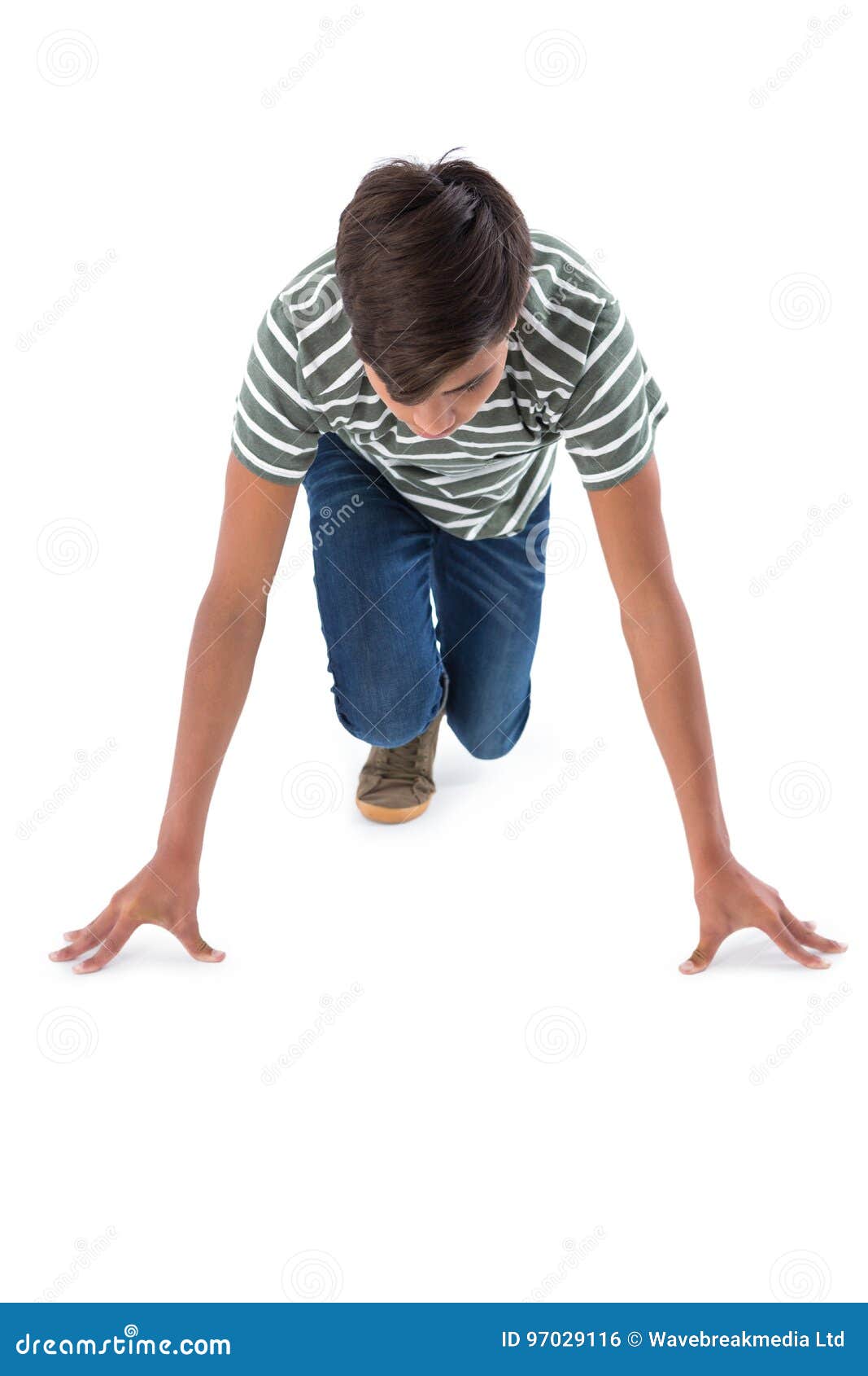 Teenage Boy Getting Ready To Run Stock Photo - Image of running ...
