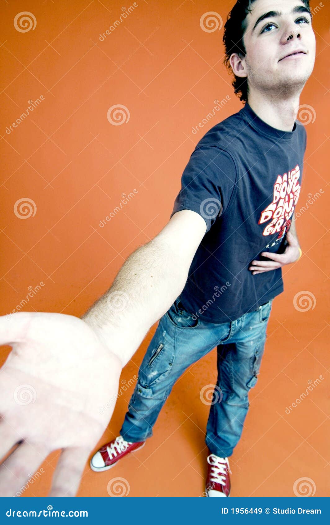 Teenage Boy with Hand Out stock image. Image of fashion - 1956449