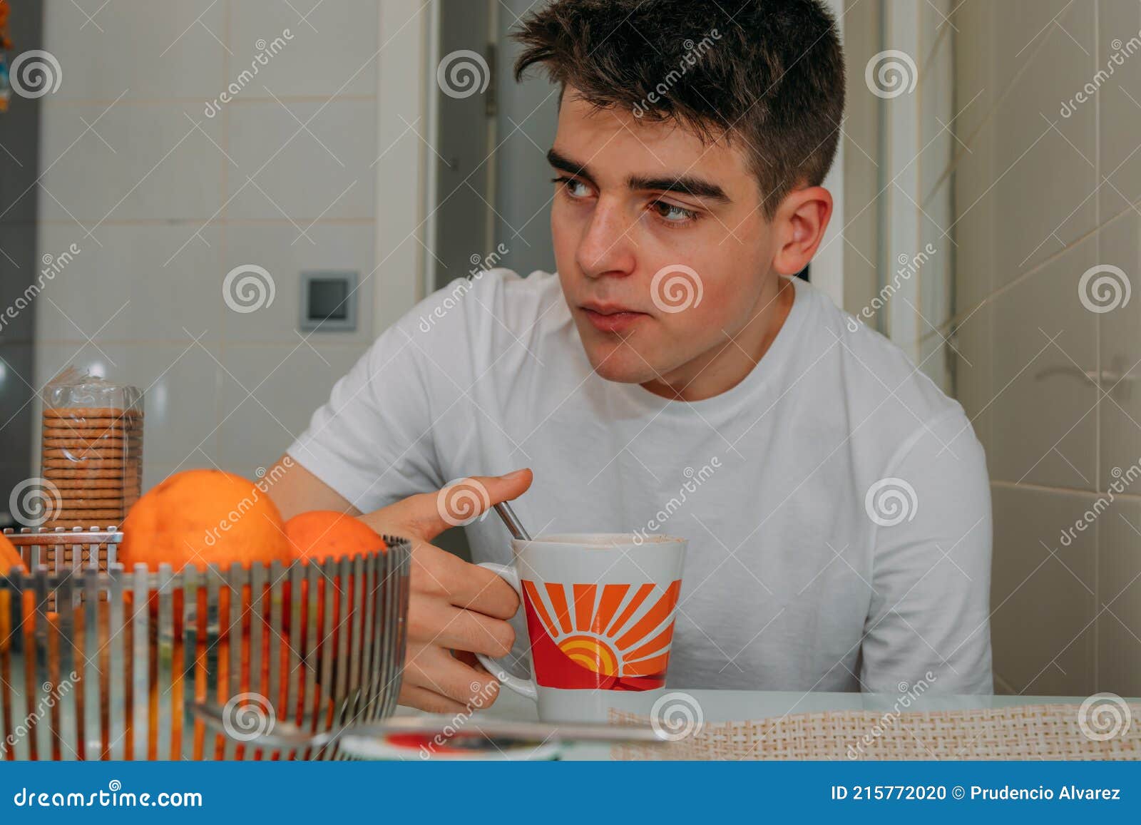 Teenage Boy Having Breakfast Stock Photo - Image of lifestyle, portrait ...