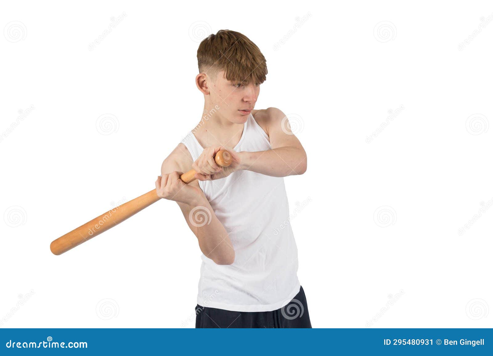 Teenage Boy Holding a Baseball Bat Stock Image - Image of athlete ...