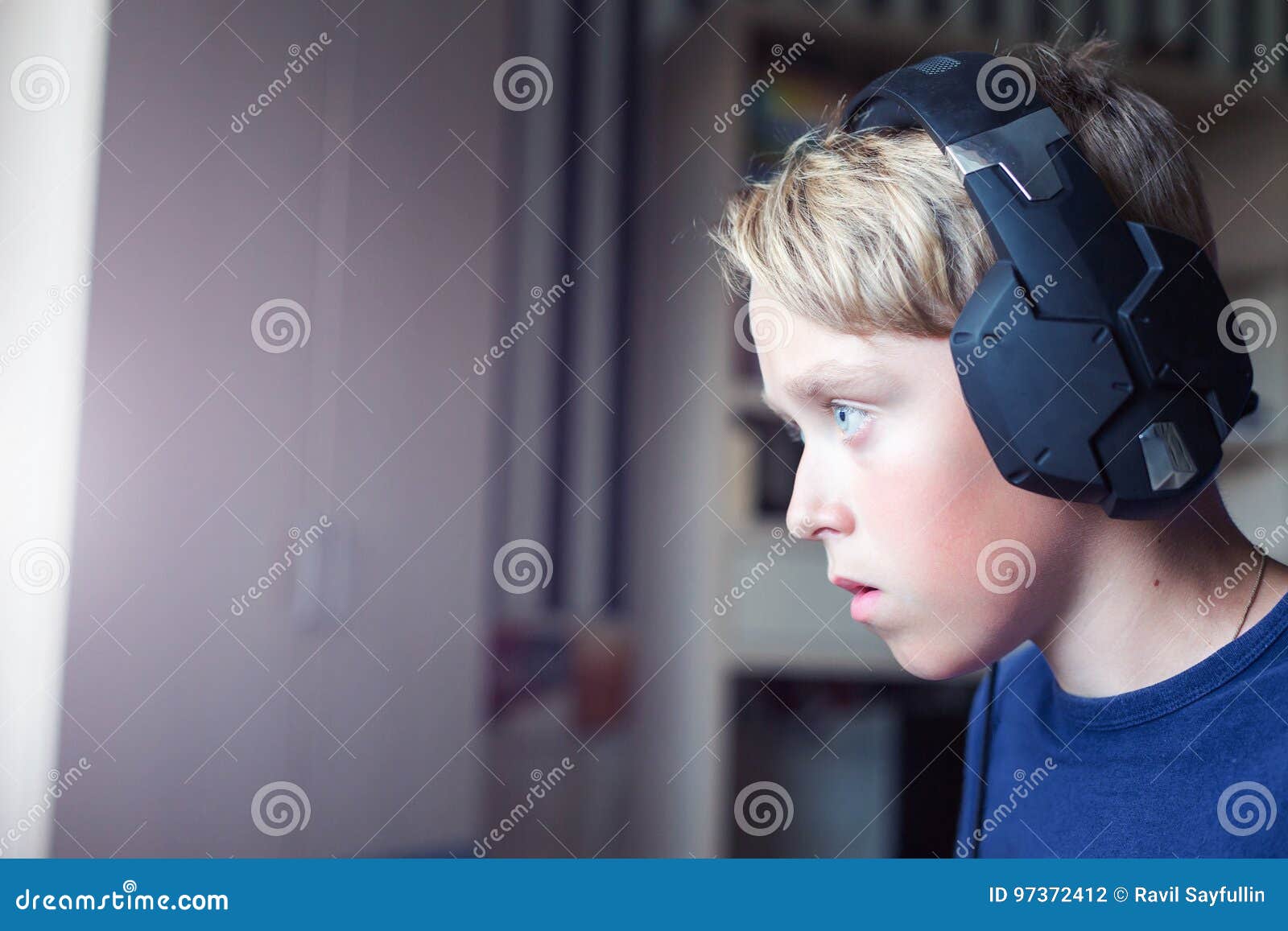 Teenage Boy Playing Computer Games on PC Stock Photo - Image of ...