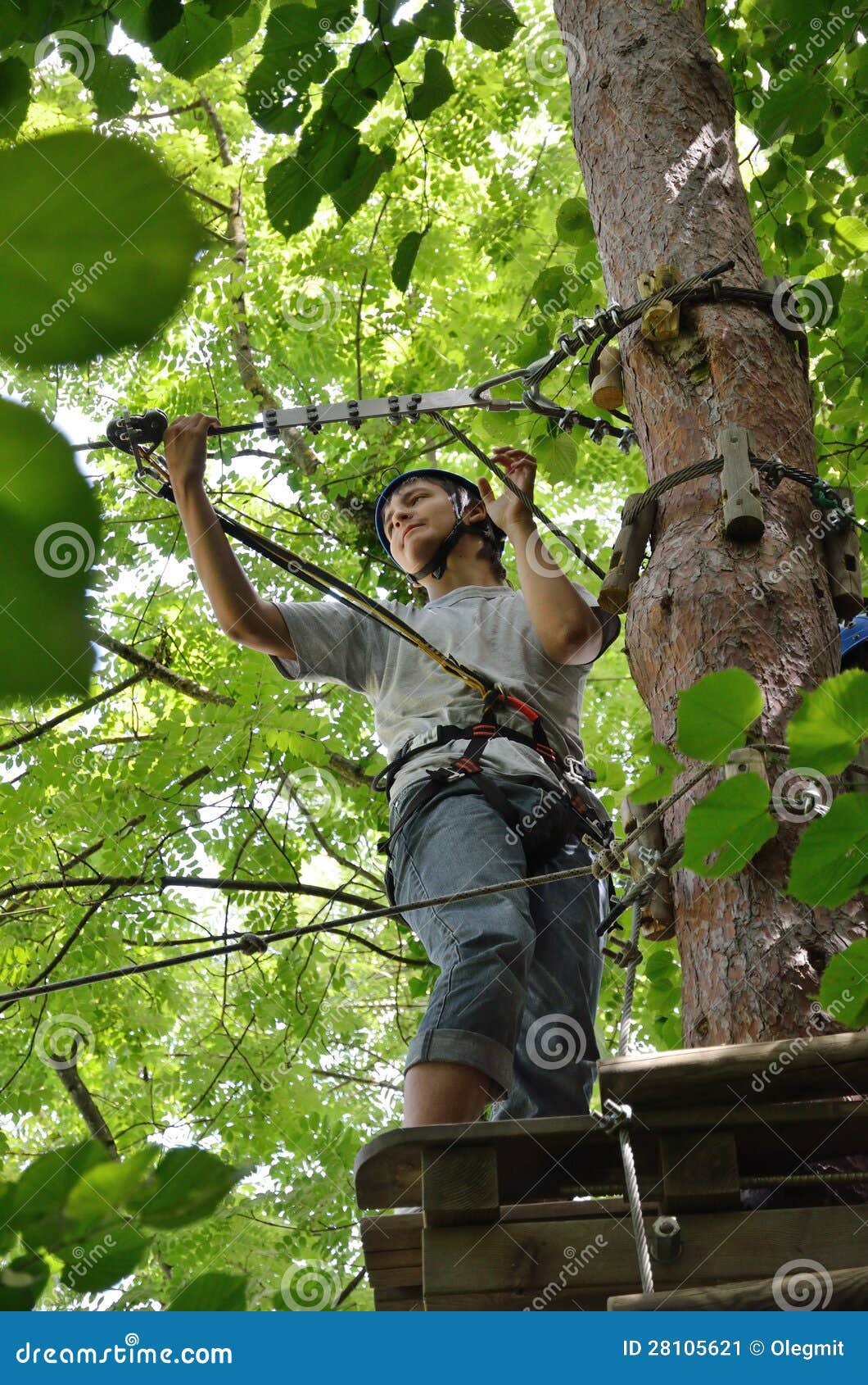 Teenage Boy at the Rope Parkour Stock Image - Image of pursuit, effort ...