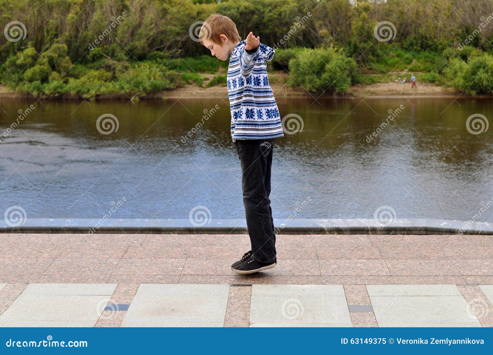 The Teenage Boy Shows Focus a Levitation Stock Image - Image of city ...