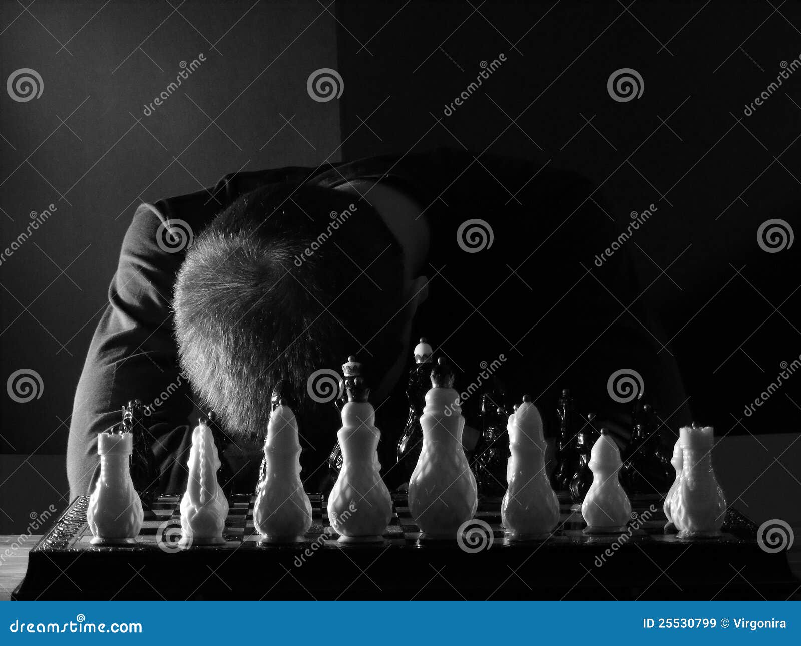 Teenage Boy Slumped Over the Chessboard Stock Image - Image of battle ...