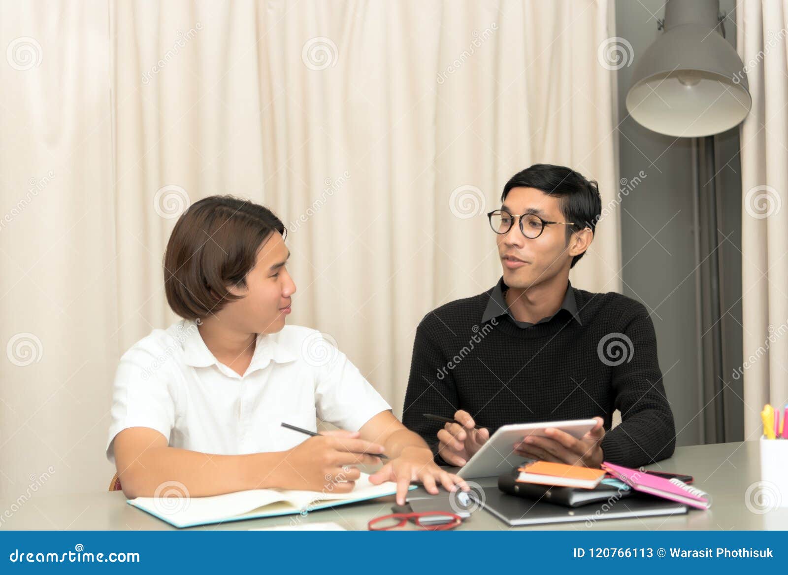 Teenage Student in Classroom with Tutor Stock Image - Image of children ...