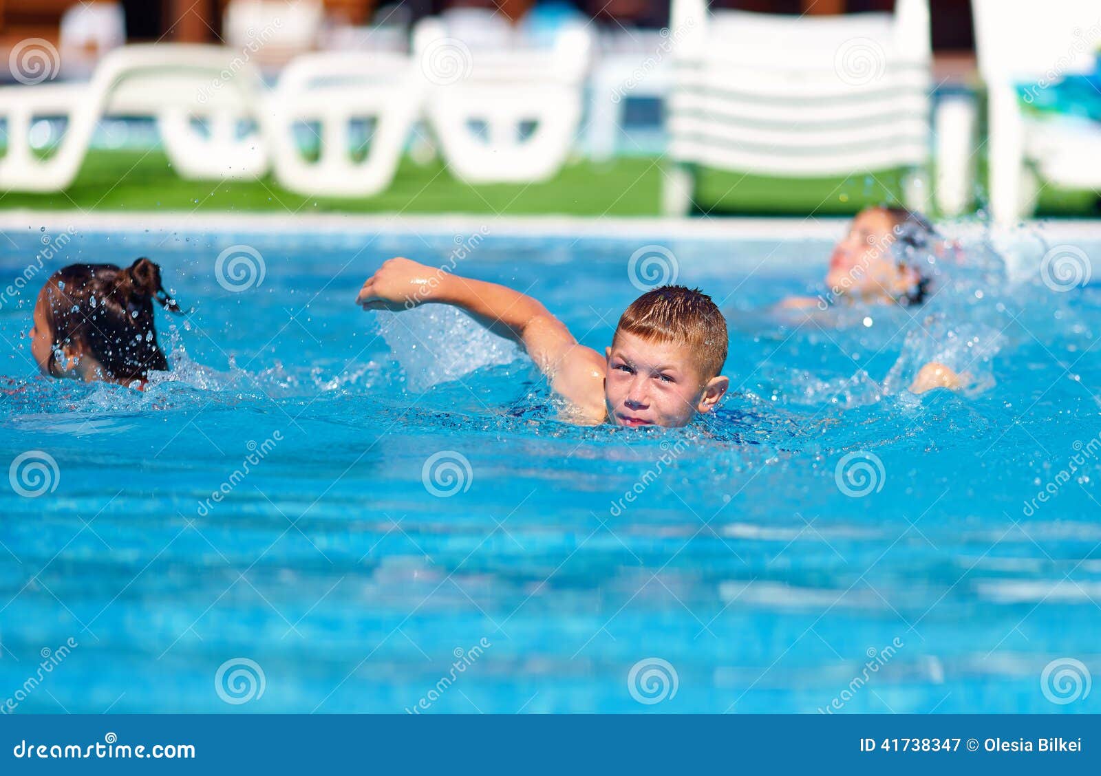 Teenage Boy Swimming in the Pool Stock Image - Image of outdoor ...