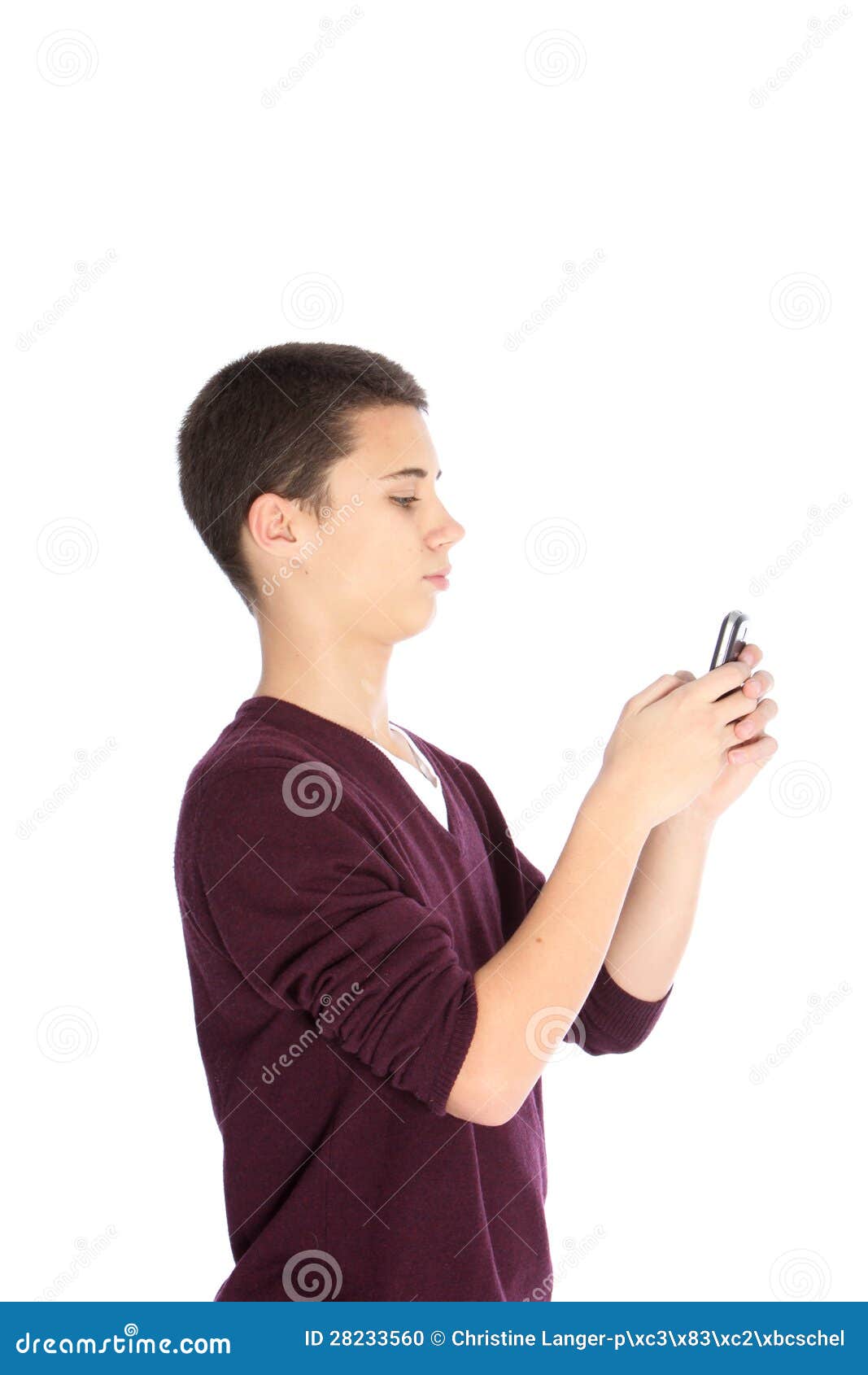 Teenage Boy Texting on His Mobile Stock Photo - Image of mobile, screen ...
