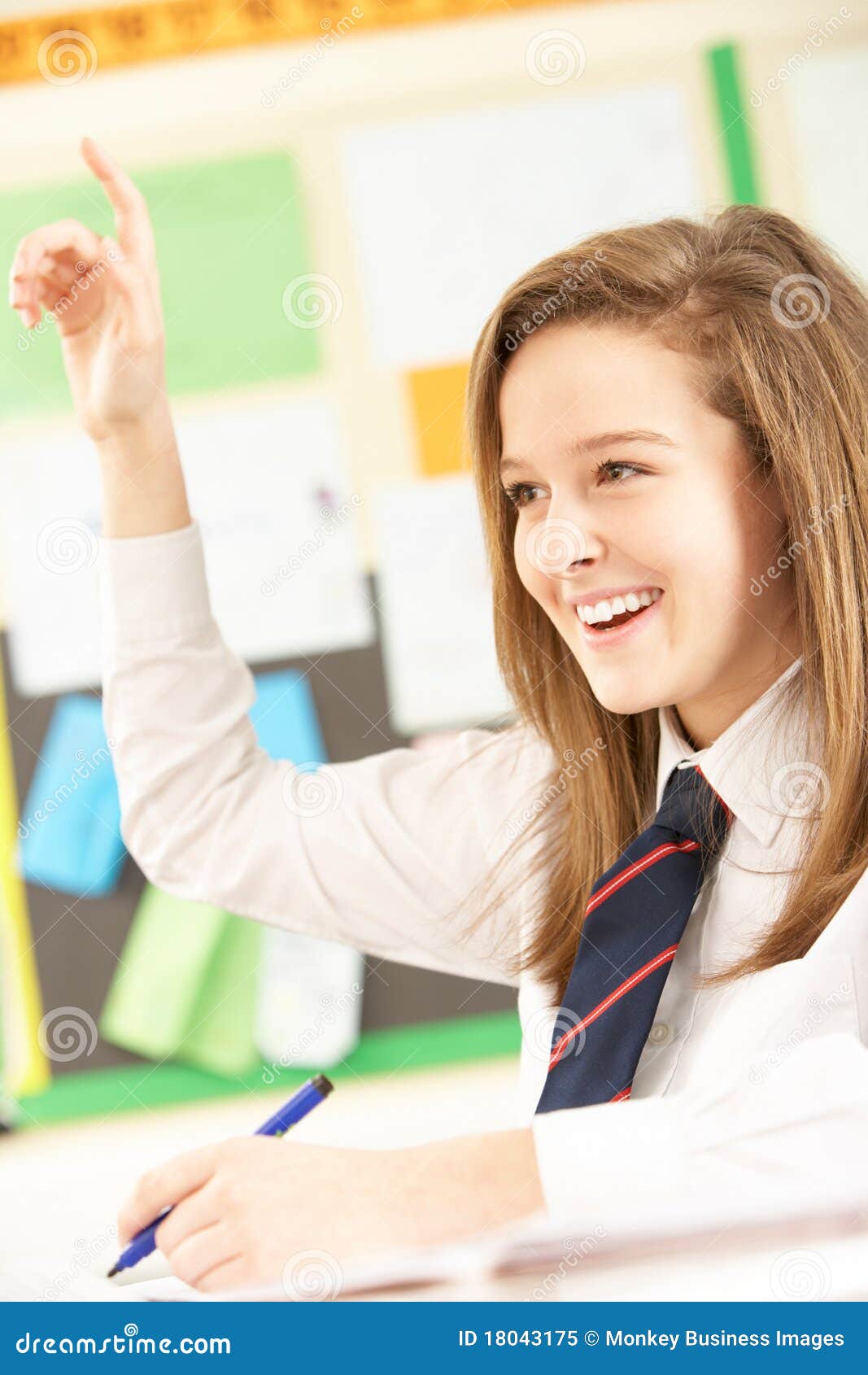 Teenage Female Student Answering Question Stock Image - Image of ...