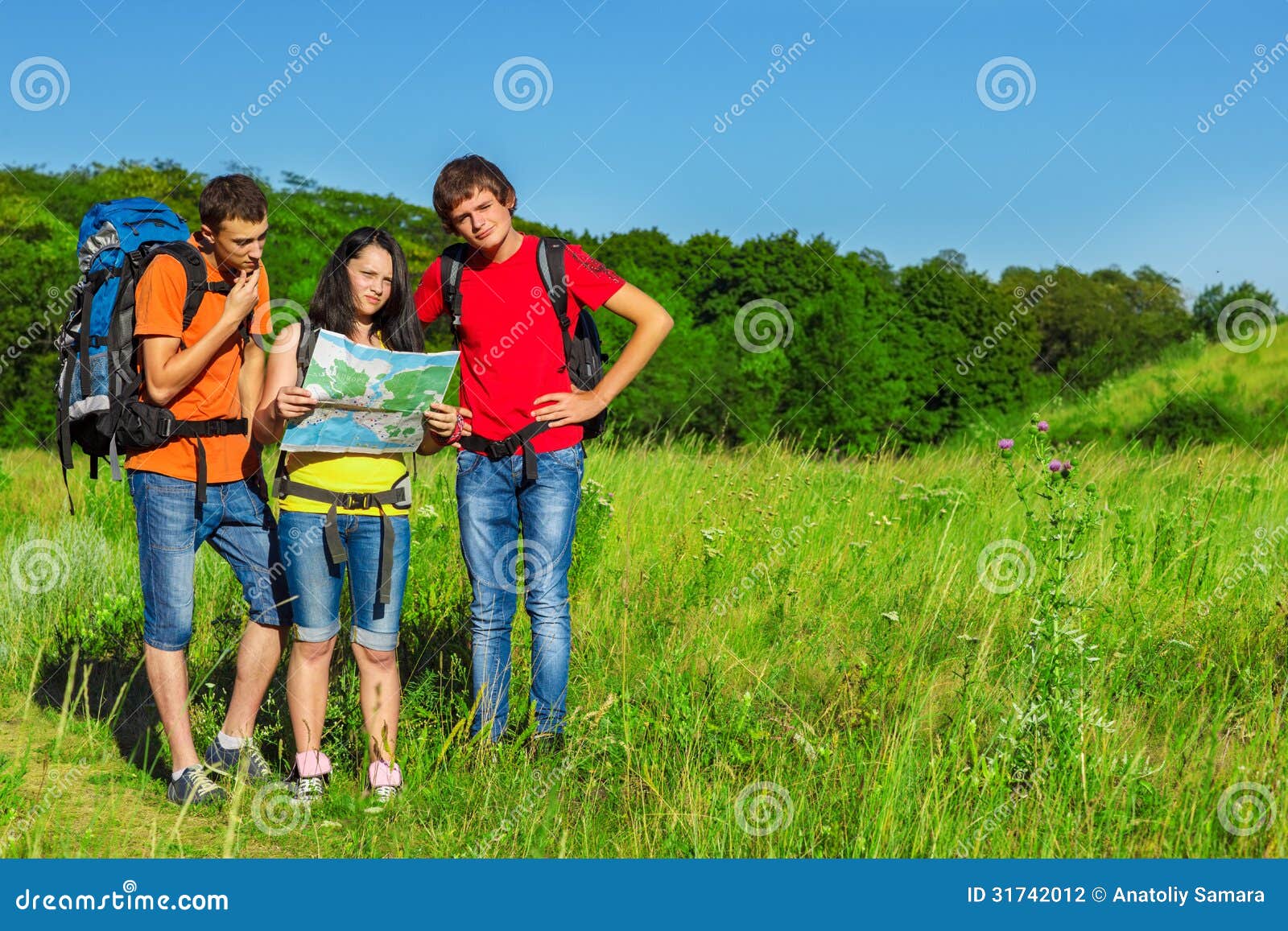 Teenage Friends Backpacking Stock Photo - Image of hiker, guys: 31742012