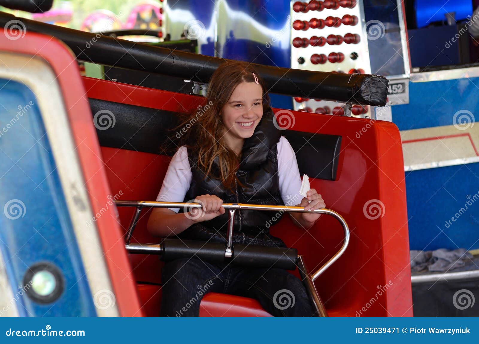 Teenage girl on carousel stock image. Image of play, childhood - 25039471