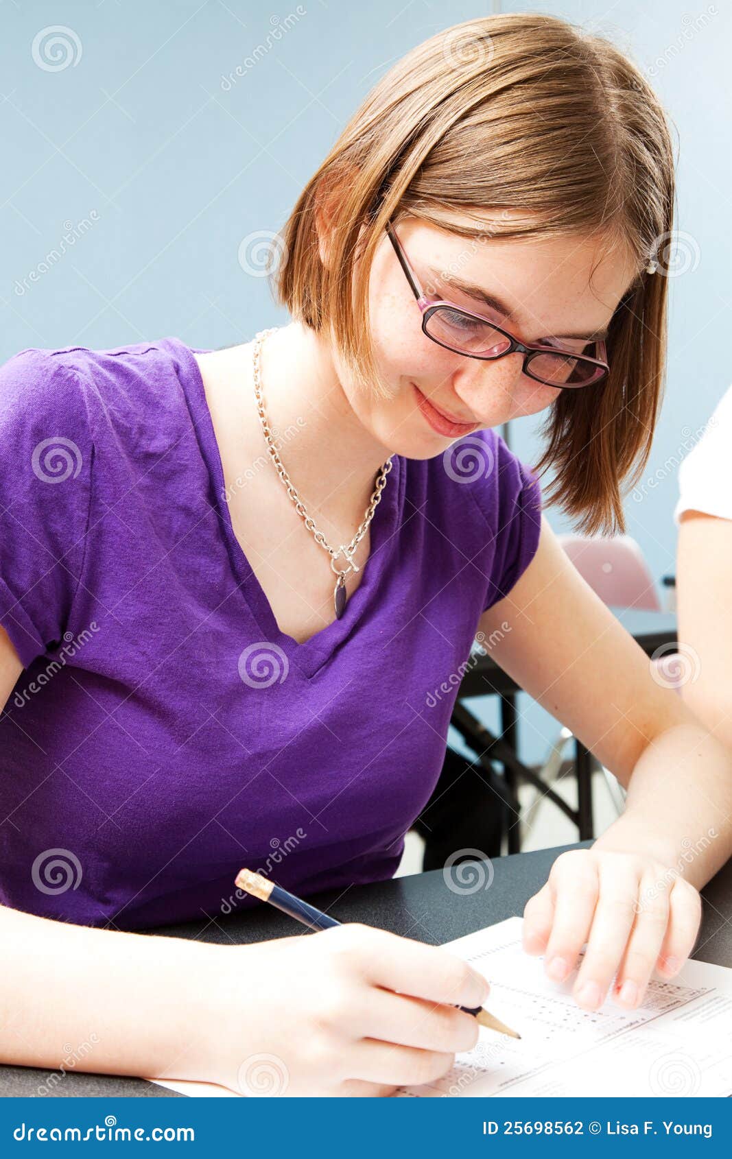 Teenage Girl in Class stock photo. Image of confident - 25698562