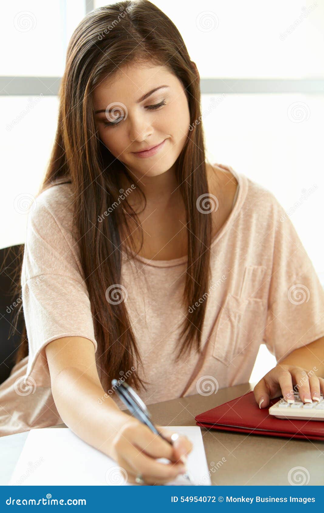 Teenage girl in class stock photo. Image of learning - 54954072