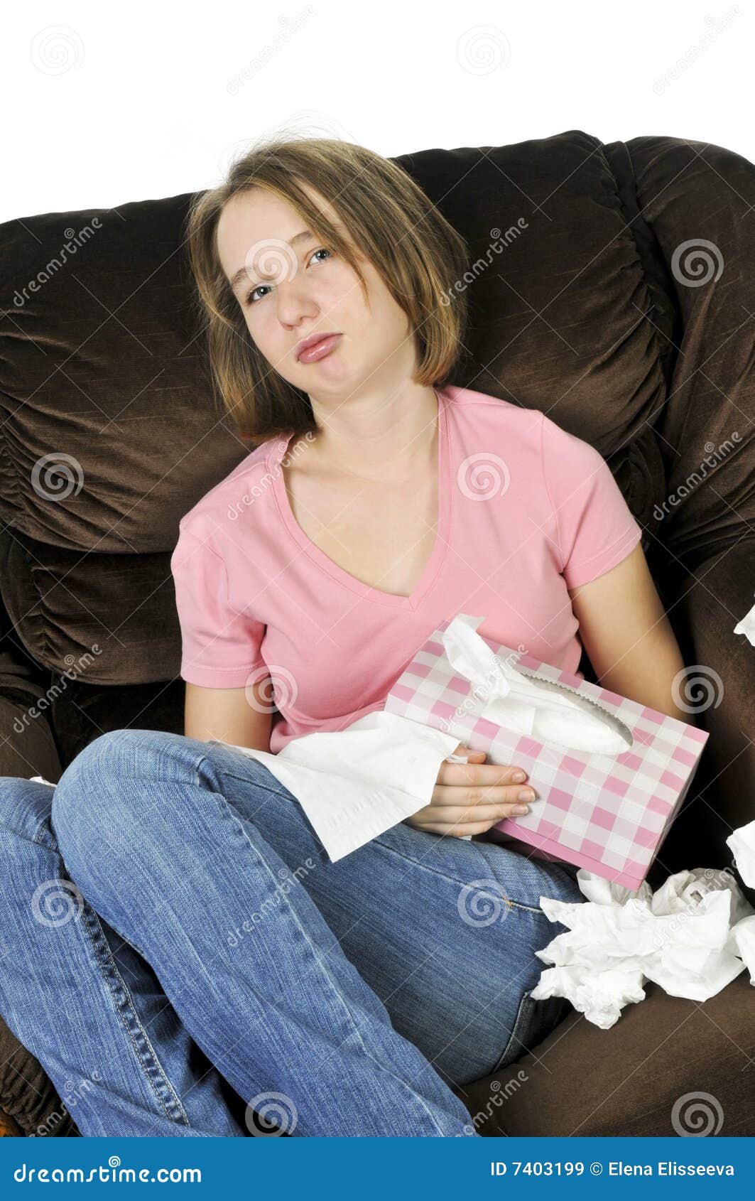 Teenage girl with a cold stock image. Image of fever, illness - 7403199