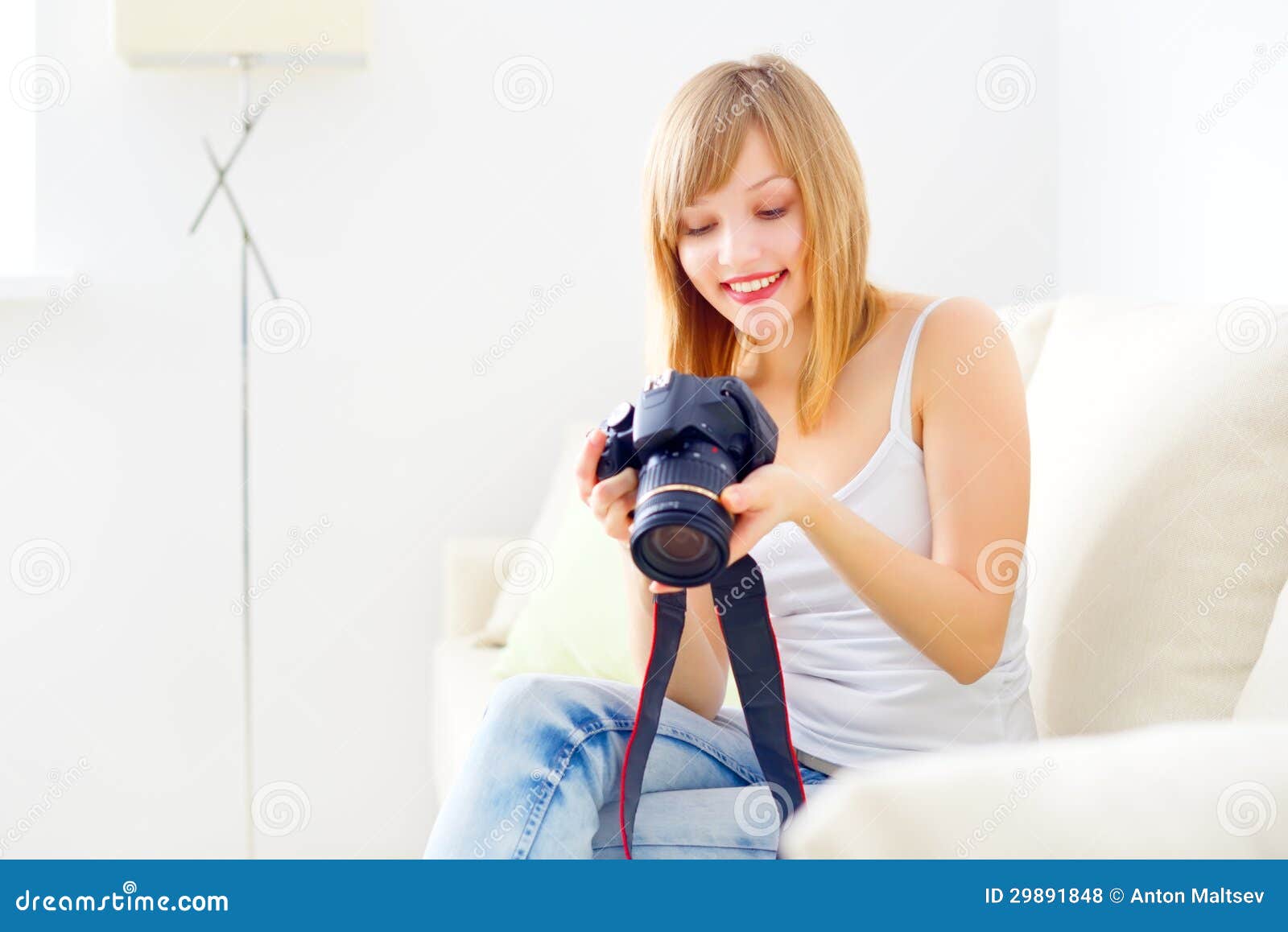 Teenage Girl with Digital Camera Stock Photo - Image of cute, rest ...