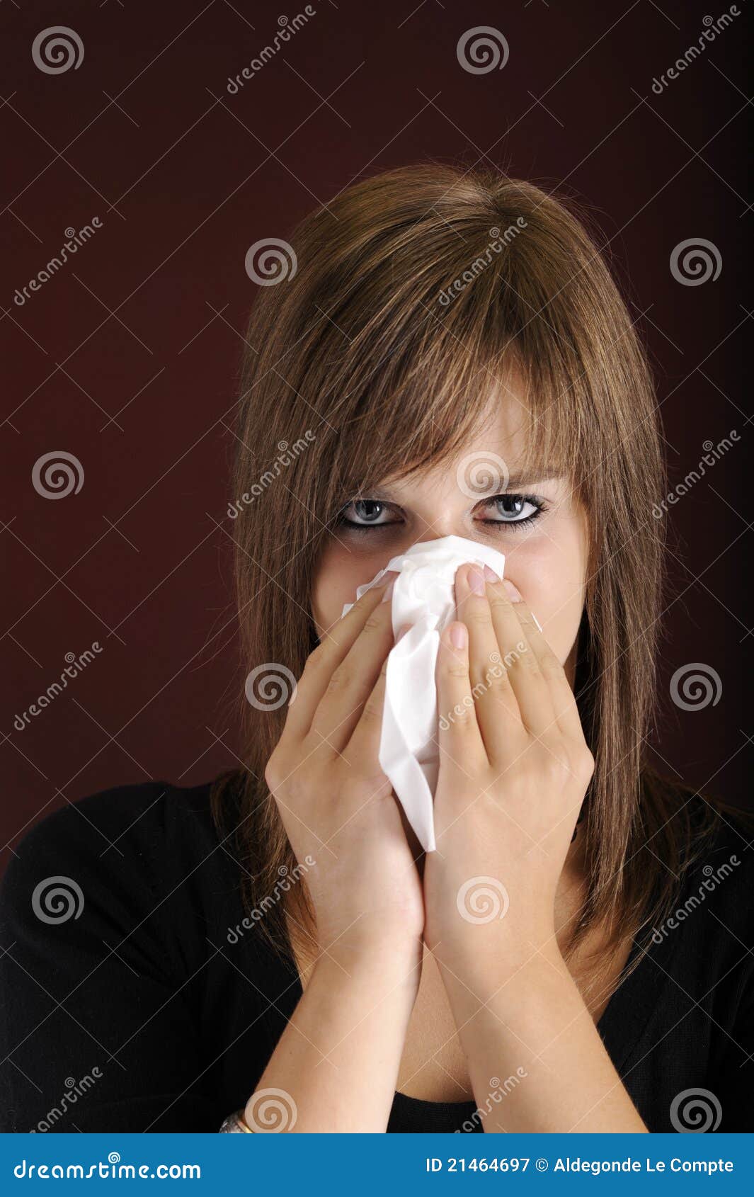 Teenage girl having a cold stock image. Image of blowing - 21464697