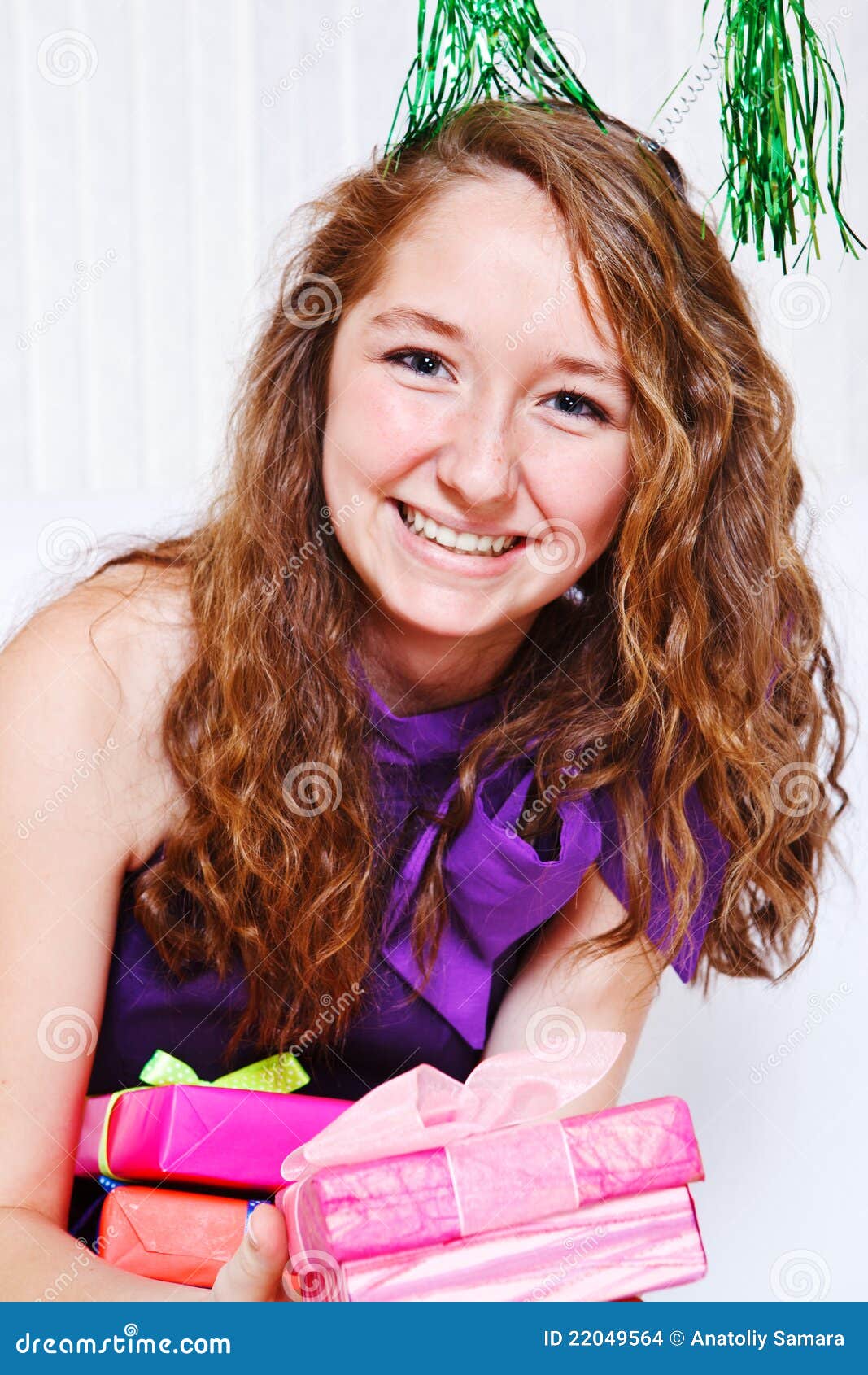 Teenage Girl Holding Present Boxes Stock Photo - Image of successful ...