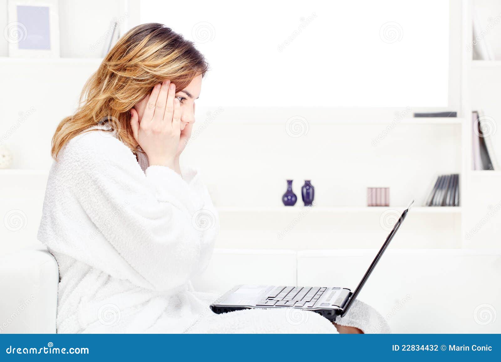 Teenage Girl at Home Chatting on Computer Stock Photo - Image of ...