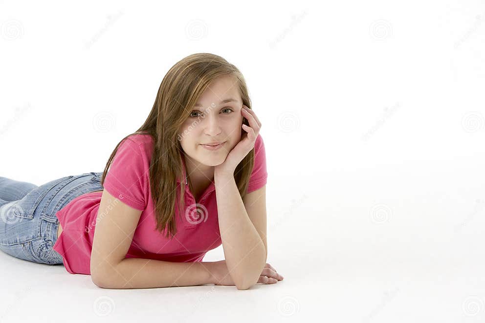 Teenage Girl Laying On Stomach Stock Image Image Of Caucasian