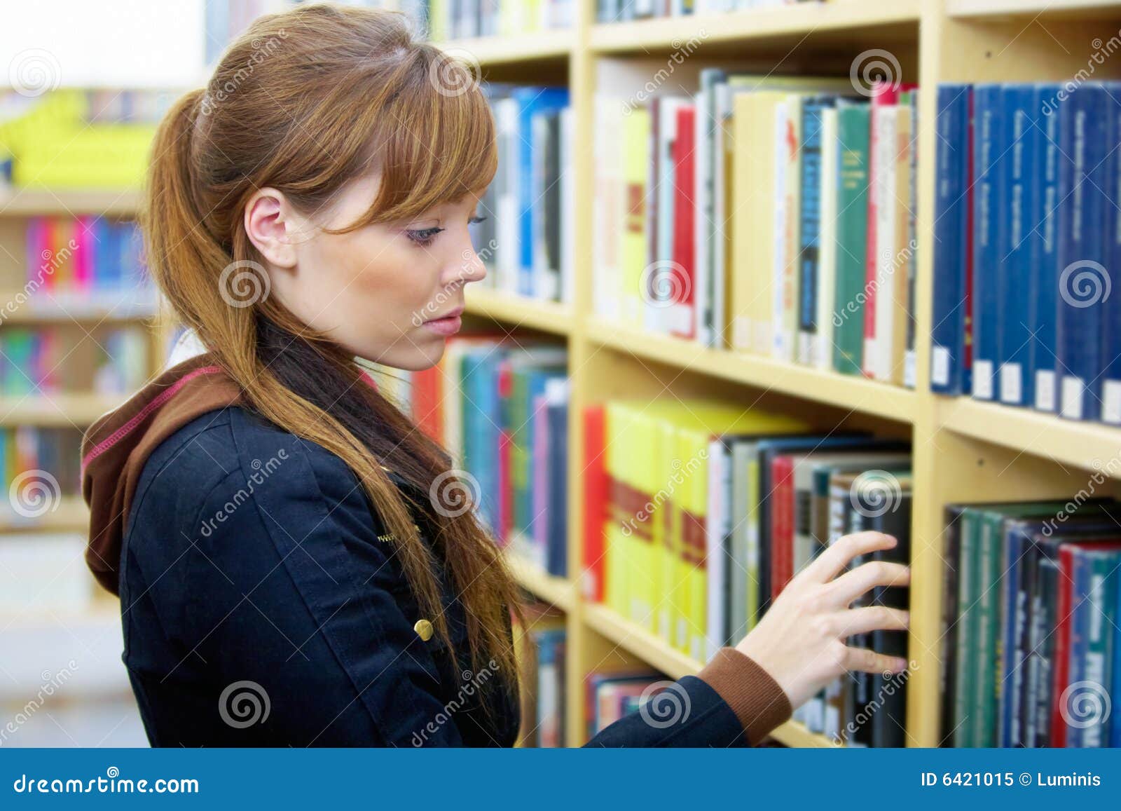 Teenage Girl in Library stock image. Image of caucasian - 6421015